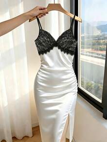 GlowEve CURVE Plus Size Women's Elegant Black And White Summer Satin ...