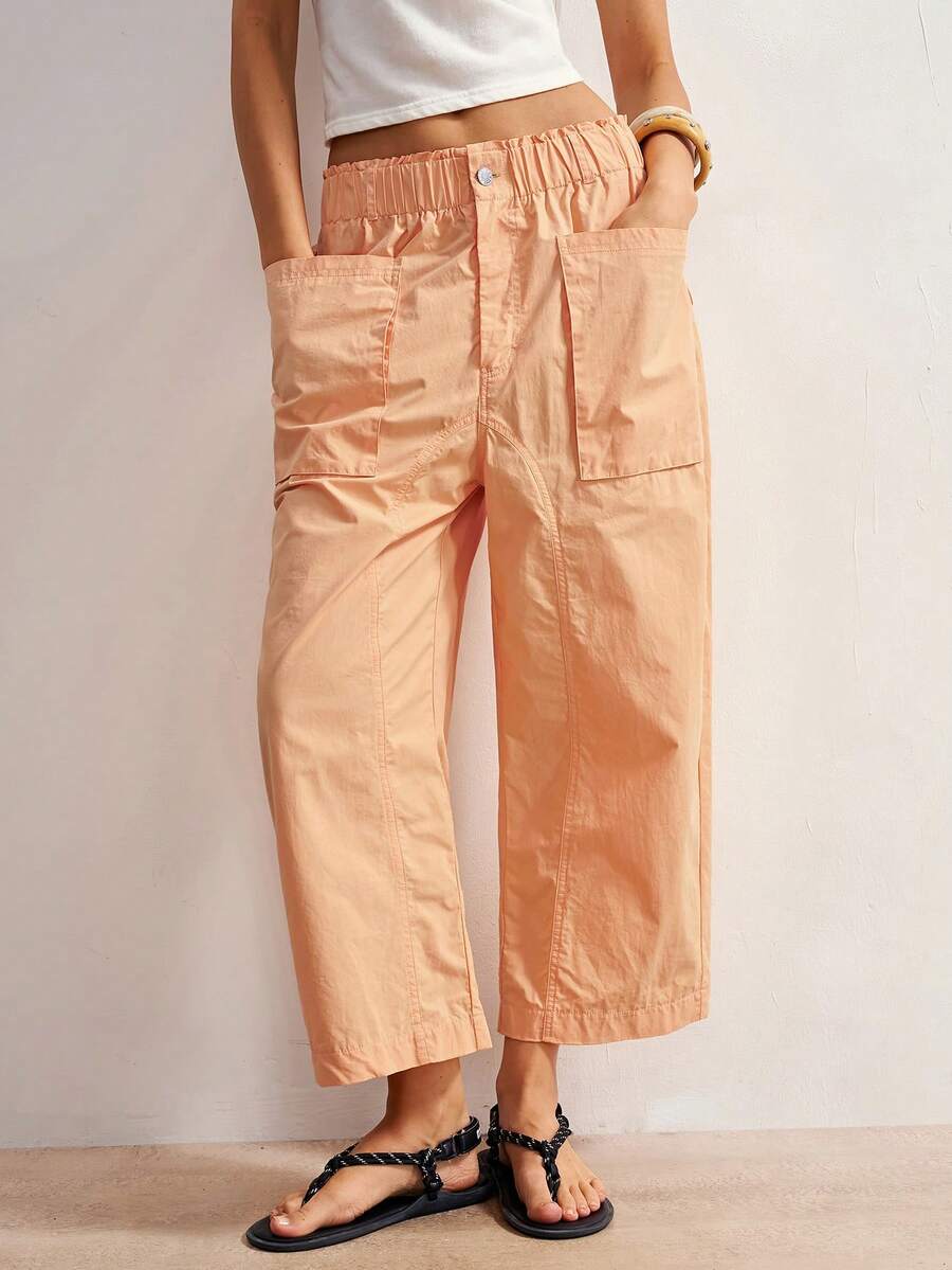 Bohemela Women's Casual Solid Color Woven Loose Wash Pants Holiday ...