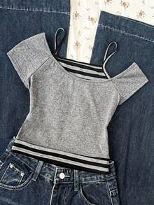 SHEIN Tween Girls Y2K Casual Minimalist Black & White Polka Dot Cartoon ...