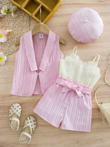 Emery Rose Kids Emery Rose Kids 3pcs Baby Girl Knitted Solid Color ...