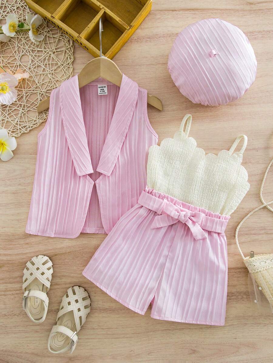 Emery Rose Kids Emery Rose Kids 3pcs Baby Girl Knitted Solid Color ...