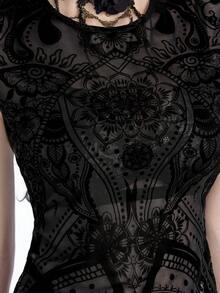 Breakform Gothic Sexy Top Retro Lace Pattern Casual Street Punk ...