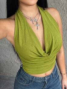 Dayanna Comas Women Scoop Neck Sleeveless Cropped Y2K Red Sexy Top ...