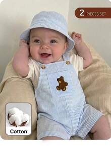 SHEIN Newborn Baby Boy Cute Summer Versatile Cartoon Duck Striped ...