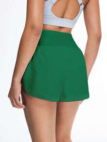 Eassivo Women's Green High Waist Running Shorts, Quick Dry Lightweight ...