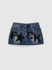 ROMWE Plus Size Y2K Vintage Washed Street Letter Print Casual ...