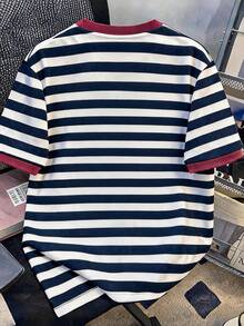 Manfinity Joysei Men's Casual Striped Cherry Print Crew Neck T-Shirt ...