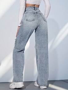 SHEIN ICON High Waist Ripped Wide Leg Jeans | SHEIN USA