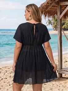 SHEIN CURVE+ 2026 NEW Plus Size Solid Color Beach Lightweight Cover Up ...