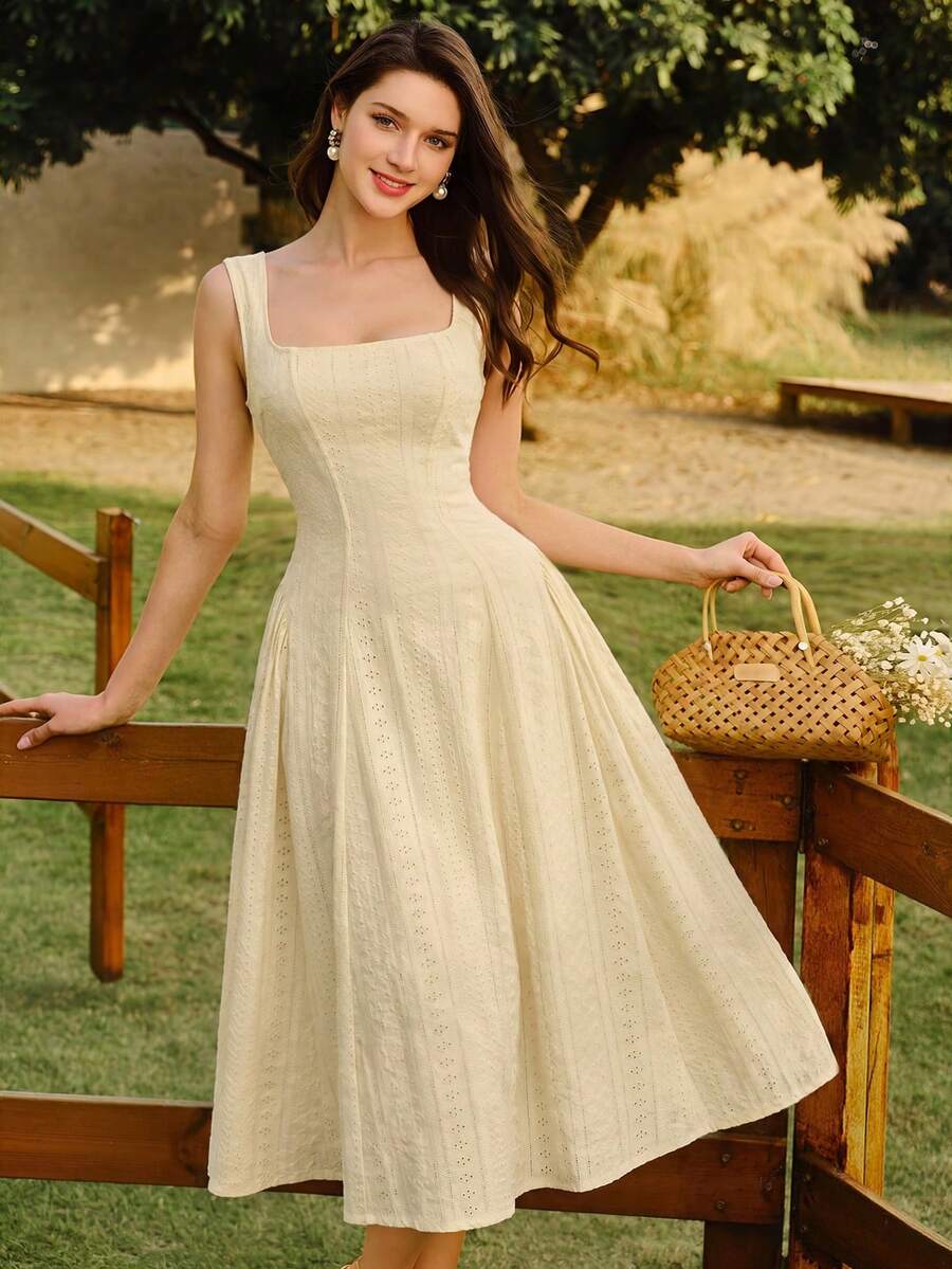 Vintamour Vintage Elegant Women's Dress,Pale Yellow Summer Holiday Tea ...