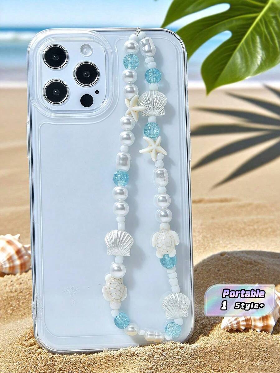 1PC Summer Vacation White Faux Pearl Starfish Shell Cracked Bead ...
