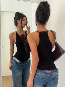 Aloruh Women's Sexy Elegant Metal Buckle Decor Halter Backless Solid ...