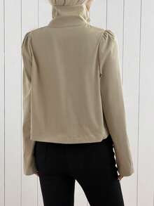 SHEIN EZwear Khaki Green Woven Button Front Trench Coat For Women ...