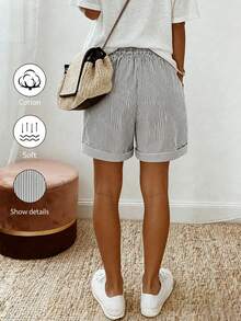 SHEIN Holidaya Women's Drawstring Waist Striped Pocket Casual Loose ...