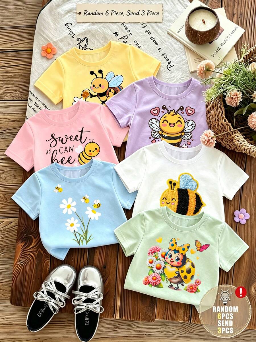 (Random 6 Pcs, Send 3 Pcs) Summer Girls' Fresh Cartoon Cute Cute Cute ...