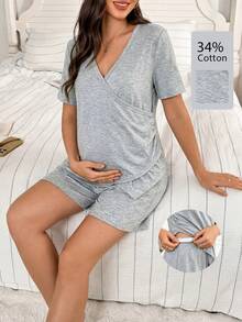 Moonlight&Mama Women's Casual Asymmetric Design Short Maternity ...
