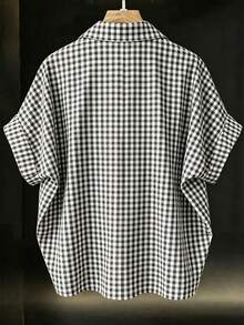 EMERY ROSE Plus Size Women's Plaid Casual Versatile Daily Outing Shirt ...