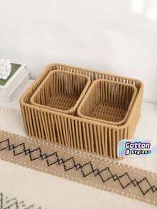 1pc Storage Basket Desktop Clutter Sorting Basket Weaving Cosmetics ...