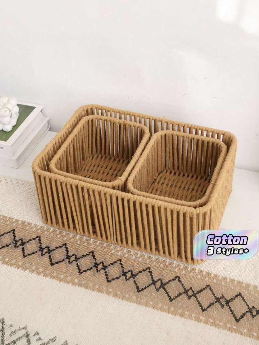 1pc Storage Basket Desktop Clutter Sorting Basket Weaving Cosmetics ...
