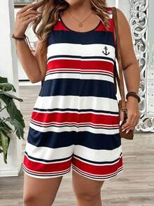 EMERY ROSE Plus Size Women's Summer Vacation Style Red Blue White Color ...