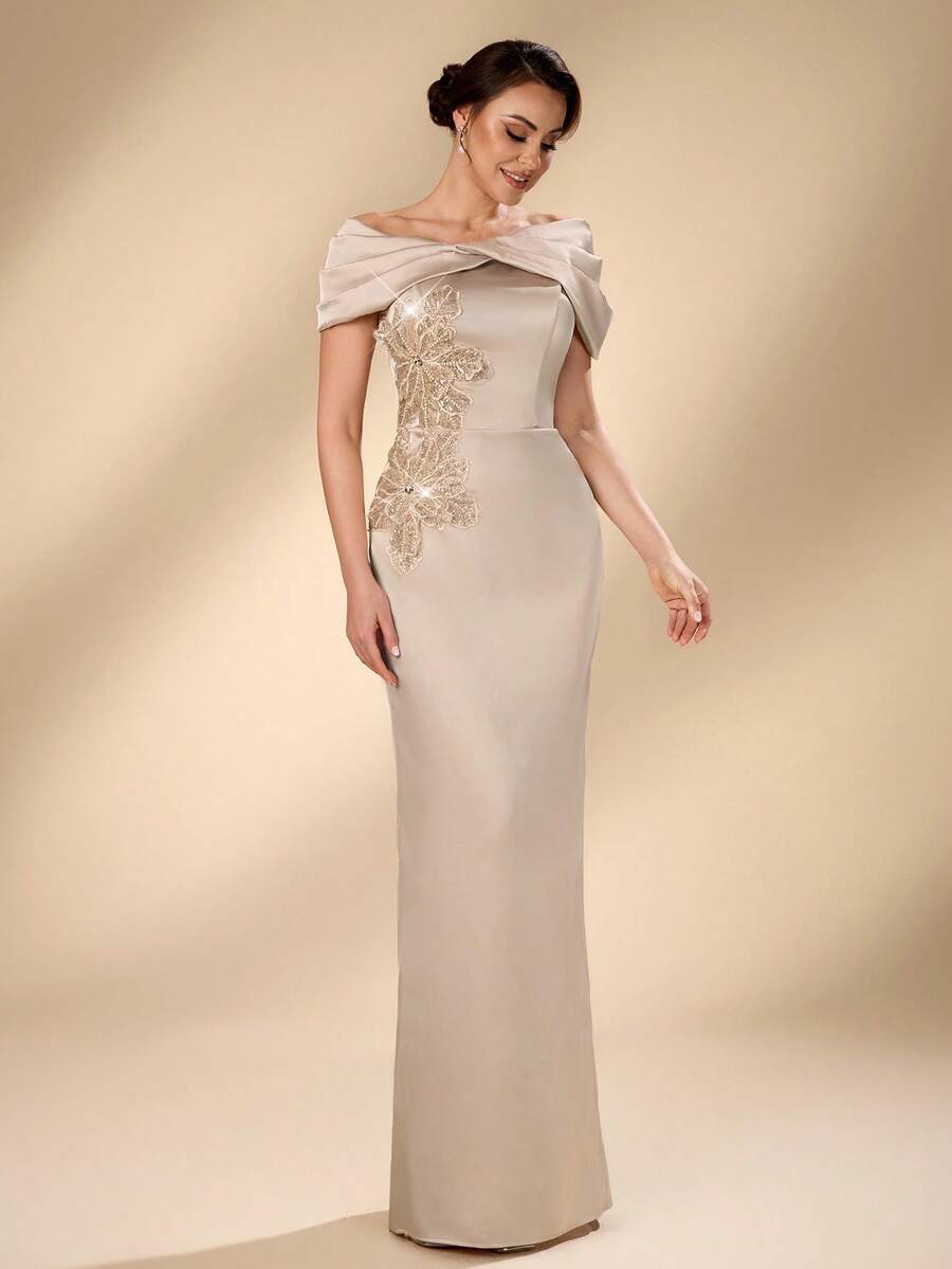 Serin Elegant Luxurious Beaded Sequin Embroidered 3D Floral Off ...