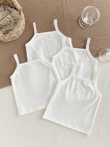 SHEIN 4pk Toddler Baby Girls Kids Kid New Cute Basic Solid White Plain ...