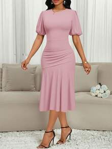 SHEIN Lady Festival Outfit Women Dusty Pink Dress Work Office Formal ...