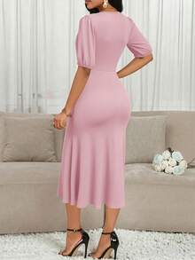 SHEIN Lady Festival Outfit Women Dusty Pink Dress Work Office Formal ...