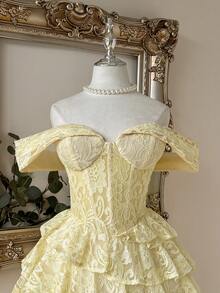 Lovelzi Elegant Luxurious Pale Yellow Strapless Short Cocktail Dress ...