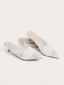 Enchnt Women Lace Mesh Backless Mule Shoes, New Summer 2025 Fashion ...