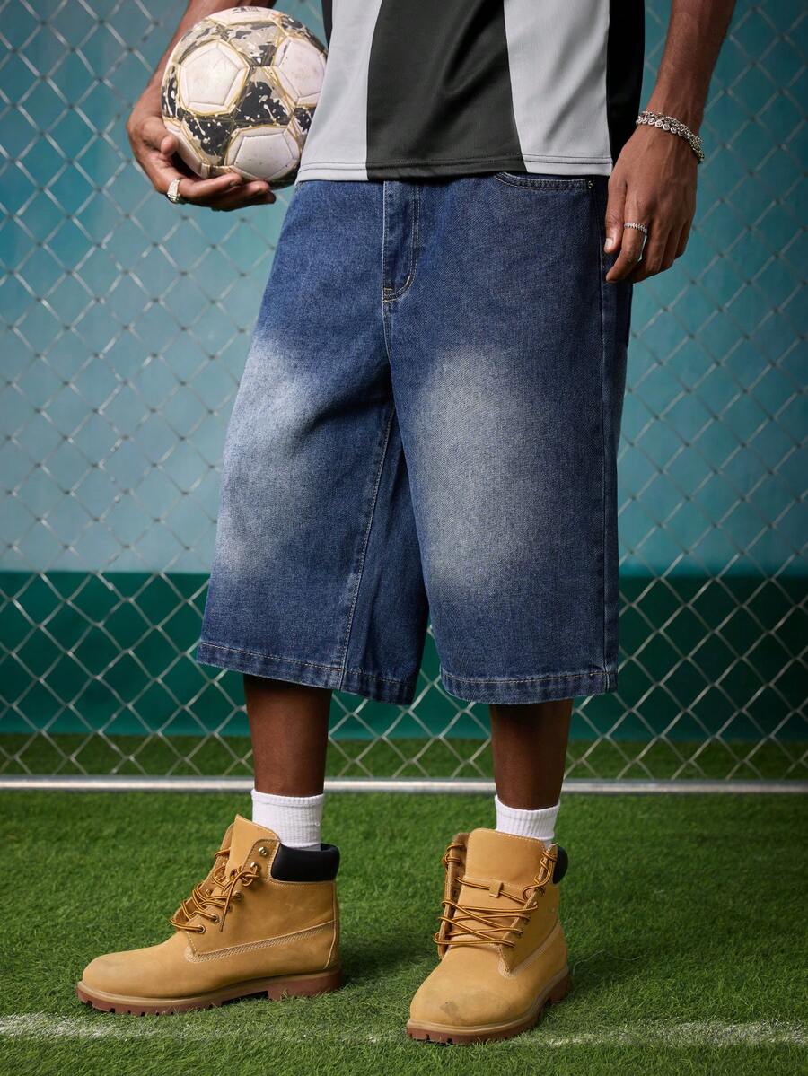 EVRINFINITE Vintage American Style Washed Loose Straight Leg Denim ...