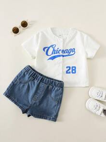 SHEIN 2pcs/Set Unisex Baby Boy Baby Girl Spring/Summer Casual Fashion ...