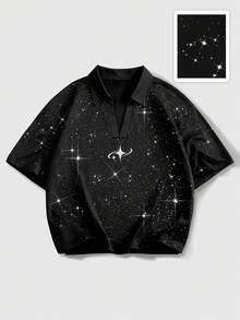 ROMWE MEN Street Life Men's All-Over Print Shiny Casual Versatile Daily ...