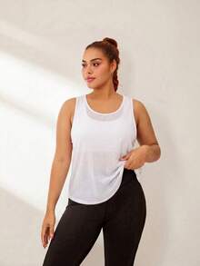 Easithlete Plus Size Solid Color Crop Top Fitness Vest | SHEIN USA