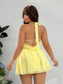 GalTyme New Spring/Summer Sexy Backless Solid Color Draped Neck Deep ...