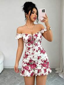 Selianne Summer Elegant Sexy French Vintage Style Floral Print Ruffle ...