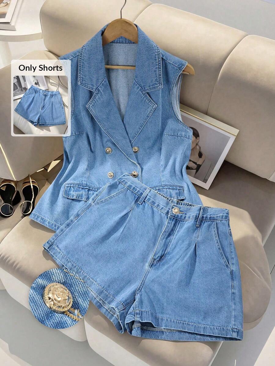 GlowEve CURVE Shorts Denim Lavados Vintage Plus Size para Mulheres ...