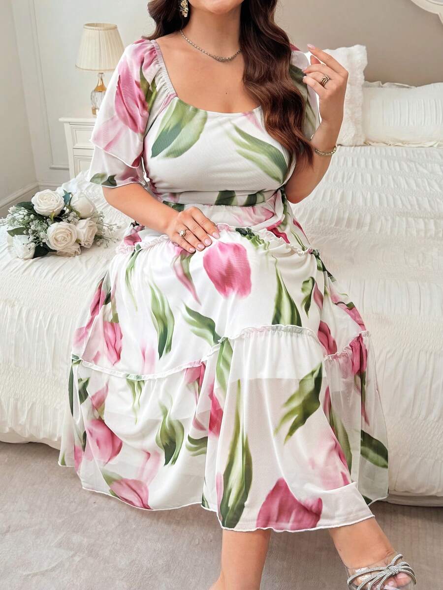 Modelyn Plus Size Women's Short Off-Shoulder Elastic Adjustable Multi ...