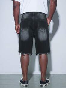 Modcrash Plus Size Men's Front Button Pocket Distressed Trim Loose ...
