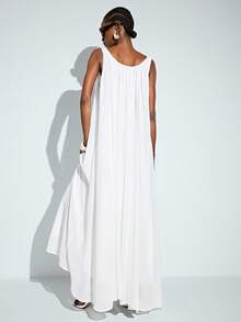 Aveloria GENKIRA Spring/Summer White Chiffon Fabric Deep U-Neck ...
