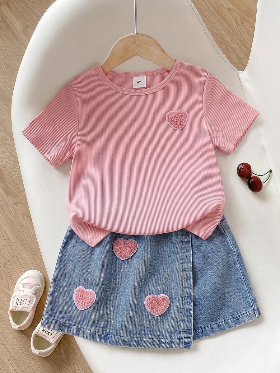 SHEIN Playful Pals Back To School Season Girls Casual Cute Round Neck ...