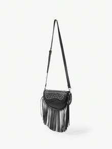 Viva Strut Y2K Punk Retro Fringe Rhinestone Rivet Buckle Shoulder Bag ...
