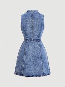 SHEIN MOD Women's Sleeveless Fitted Mini Denim Dress, Business Casual ...