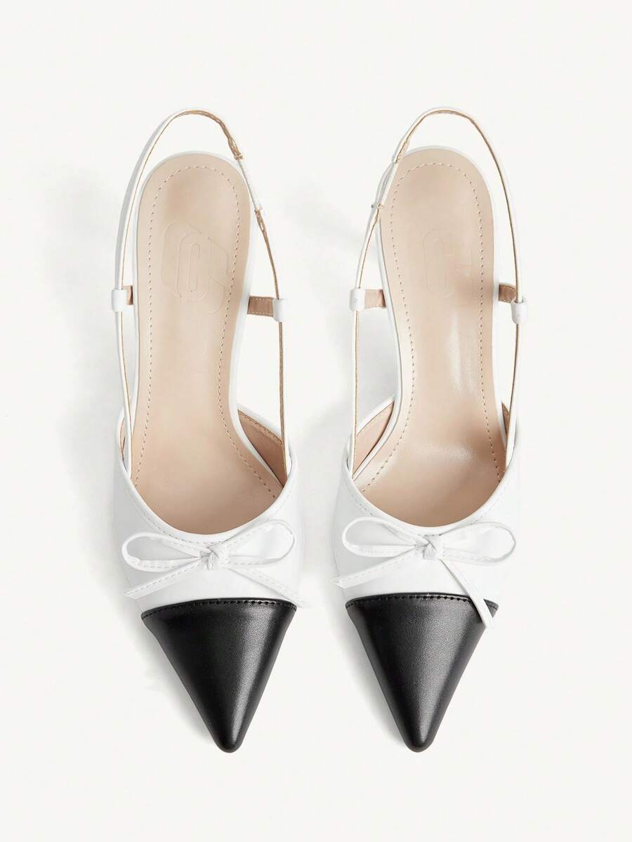 CUCCOO CHICEST Ladies Bow Heel Back Strap Low Vamp Shoes, Pointed Low ...