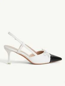 CUCCOO CHICEST Ladies Bow Heel Back Strap Low Vamp Shoes, Pointed Low ...
