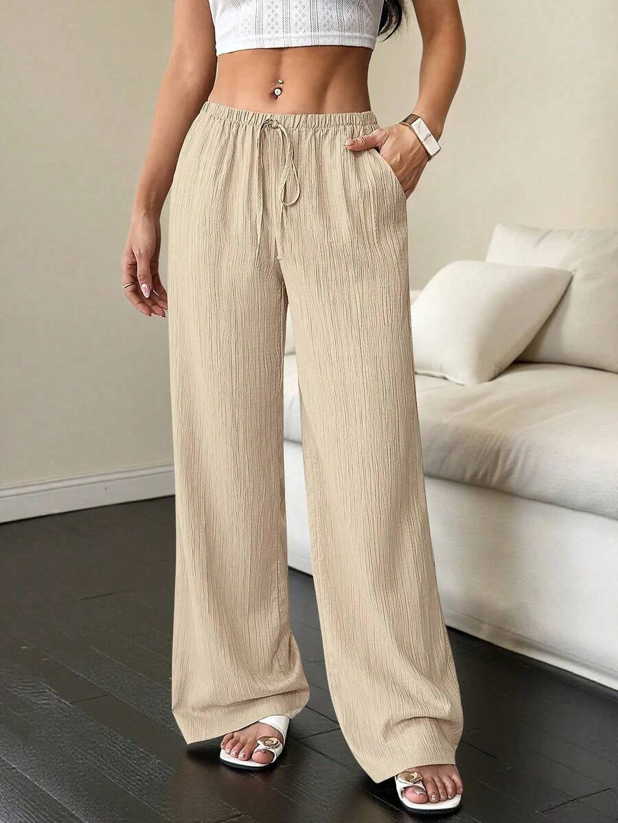 EMERY ROSE Women's Solid Color Elastic Waist Drawstring Summer Casual ...