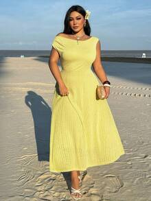 Dazy Plus Asymmetrical Off-Shoulder Fitted Pure Desire Sexy Long Waist ...