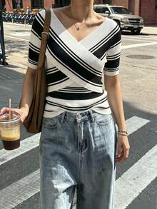 SHEIN PariChic Women's Vacation Minimalist Casual Black And White ...