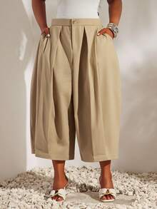 SHEIN SXY Plus Size Solid Color Casual Versatile Vacation Pants | SHEIN USA