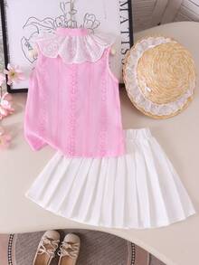 Elladie kids Conjunto 2 Peças Infantil Menina (P) Regata Jacquard Rosa ...